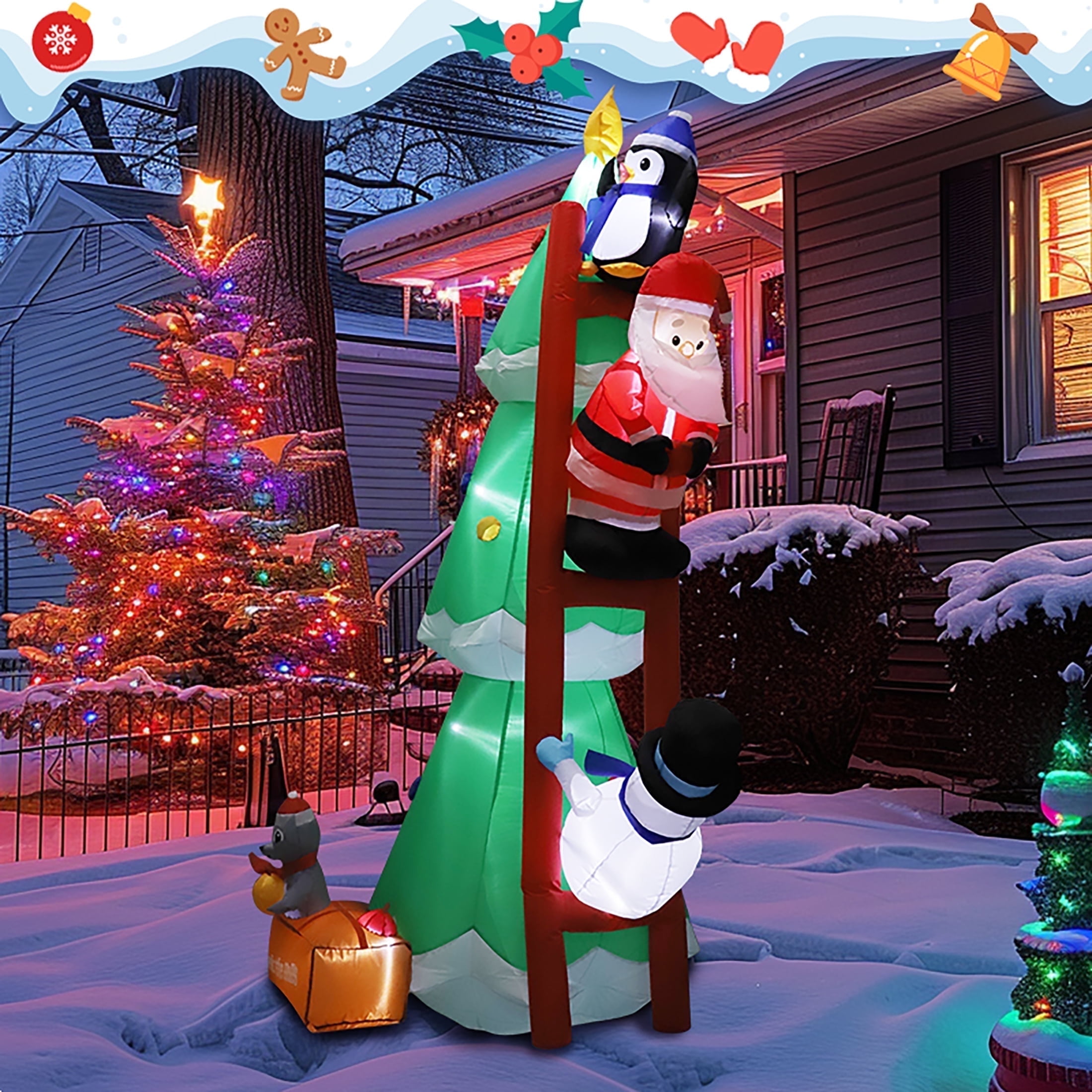 Heiko 18FT Christmas Tree Inflatables Snowman Santa Claus Blow Up Mold ...