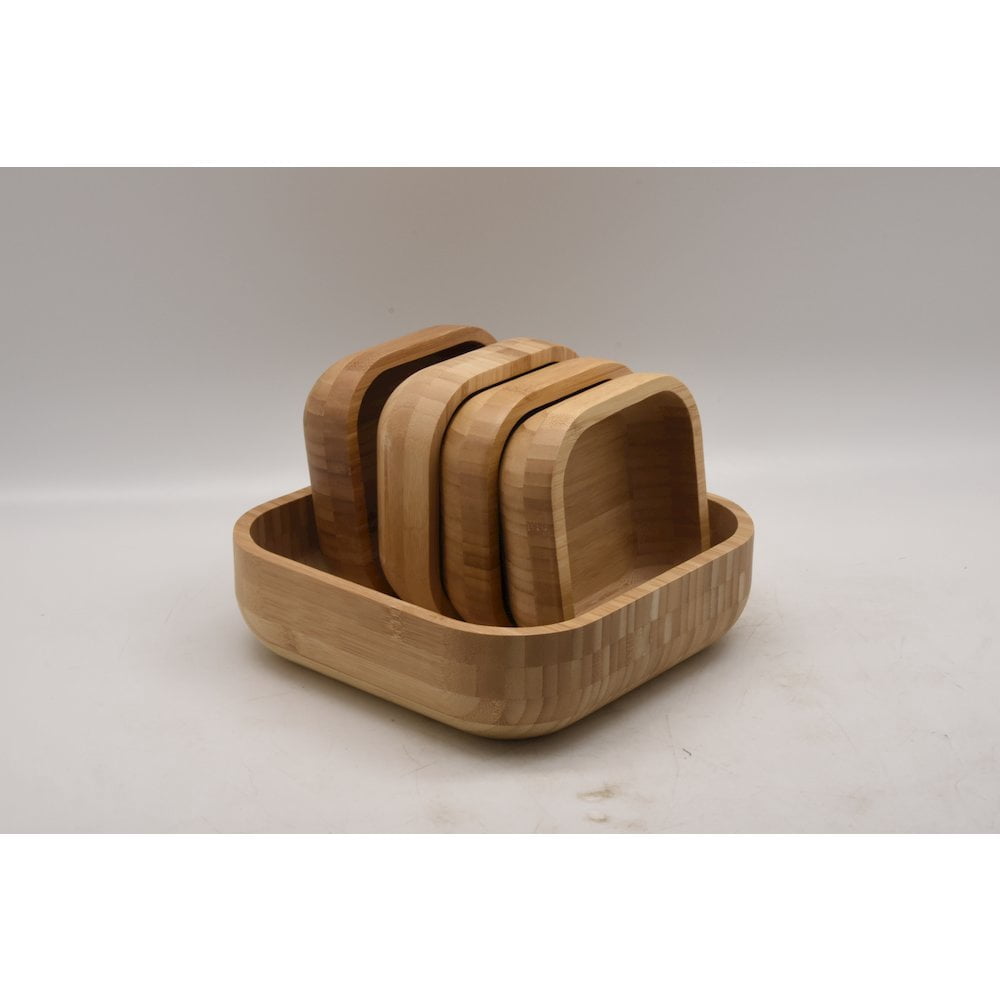 WHITE LABEL Rectangular Bamboo Dessert Bowls 5Pcs/Set - Walmart.com