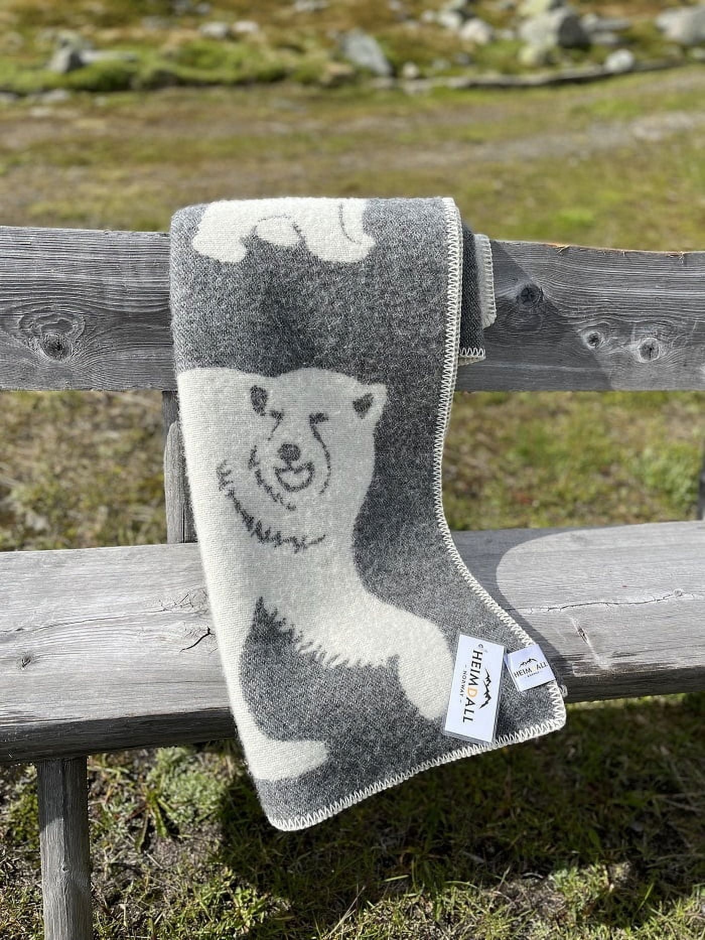 Heimdall Norway Grey Polar Bear Design Pure New Wool Throw Blanket 0123 ...