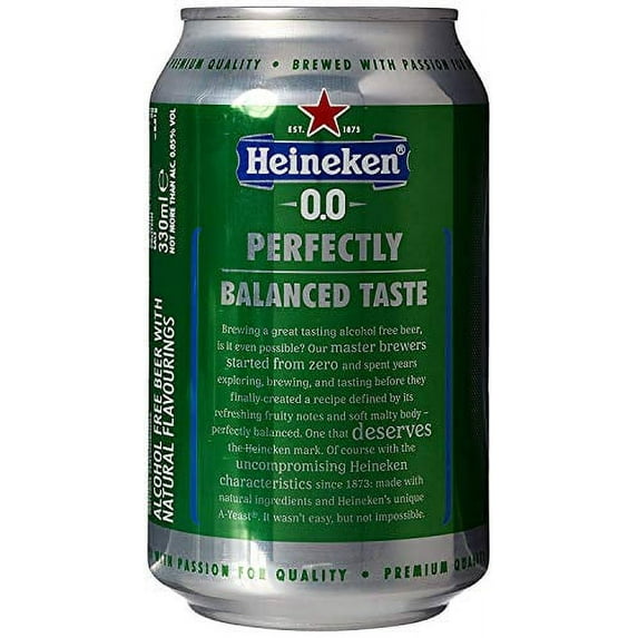 Heineken 0.0% Non-Alcohol, Alcohol Free Beer, Great Taste, Zero Alcohol, 11.2 Fl Oz | Case of 24 ...
