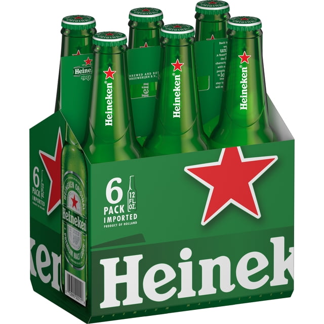 Heineken Original Netherlands Lager Import Beer, 6 pack, 12 fl oz ...
