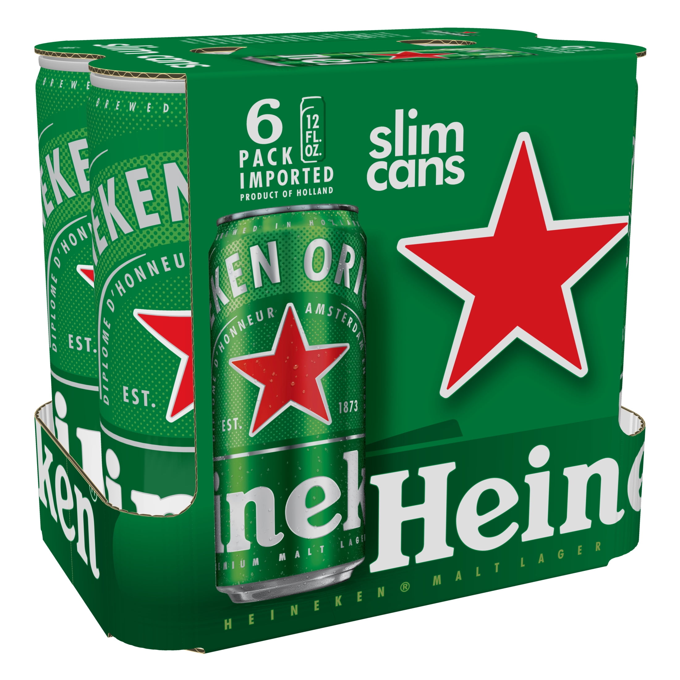 Heineken Original Netherlands Lager Import Beer, 6 Pack, 12 fl oz Cans ...