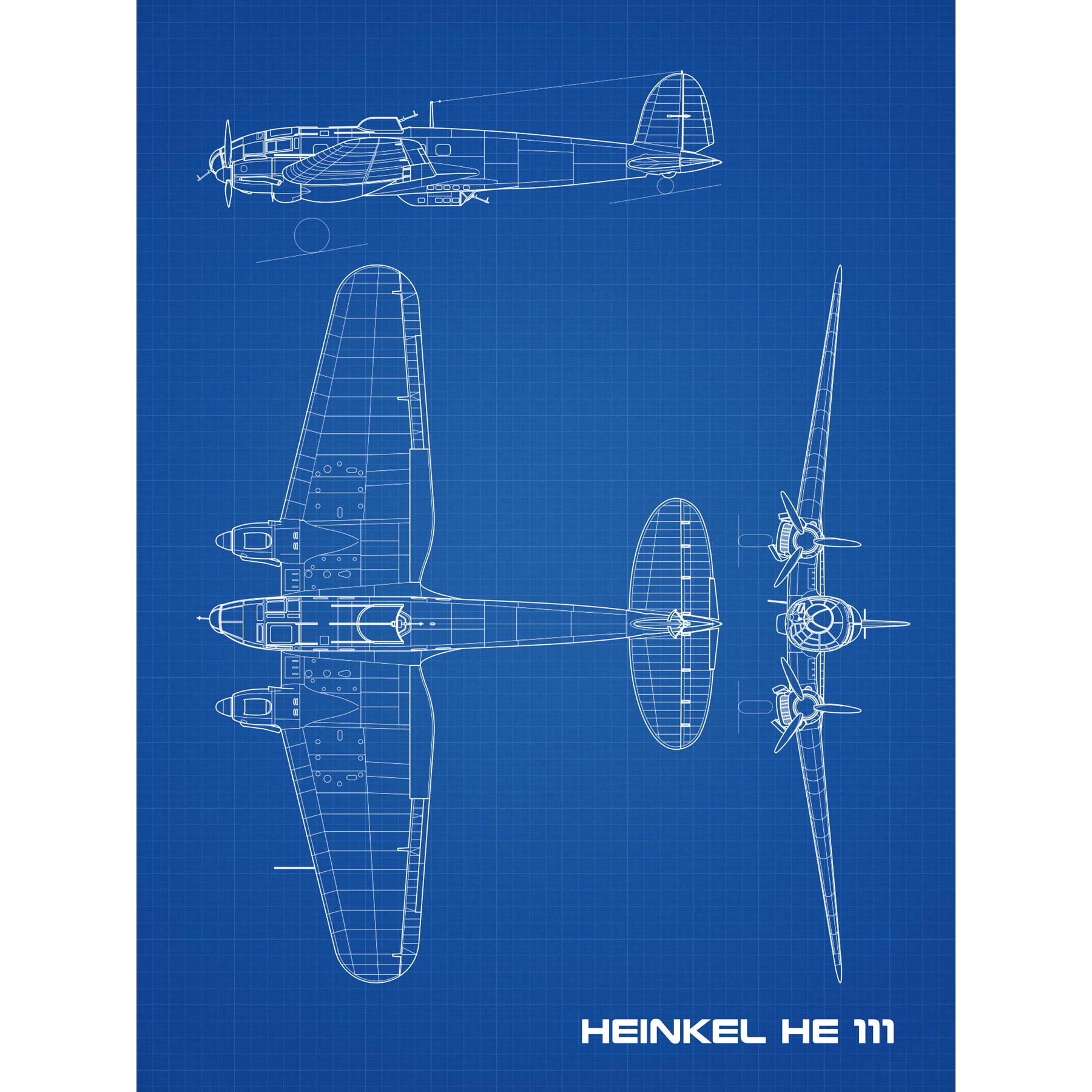 Heinkel He 111 German Bomber Aircraft Blueprint Plan Extra Large XL ...