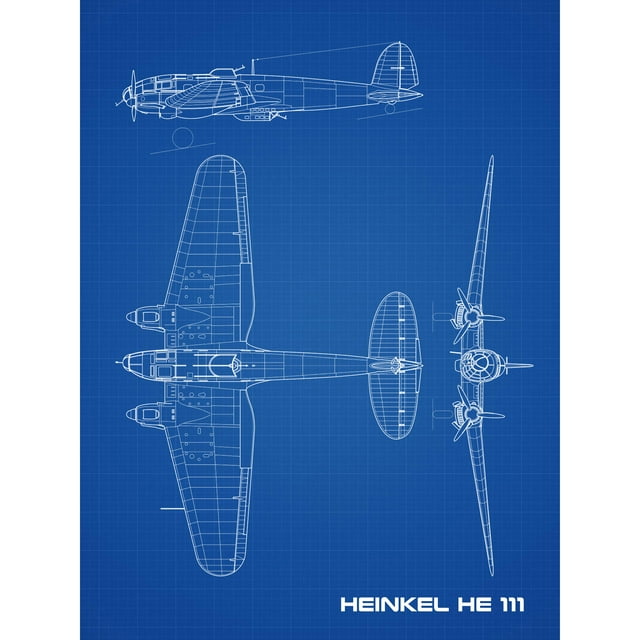 Heinkel He 111 German Bomber Aircraft Blueprint Plan Extra Large XL ...