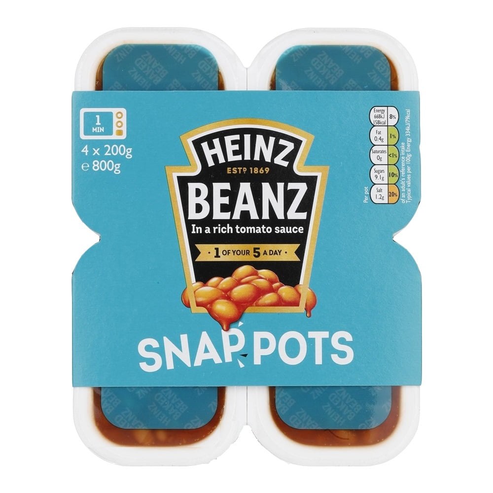 Heinz Baked Beanz in Tomato Sauce Snap Pots 800g (4x200g) - (Pack of 2 ...