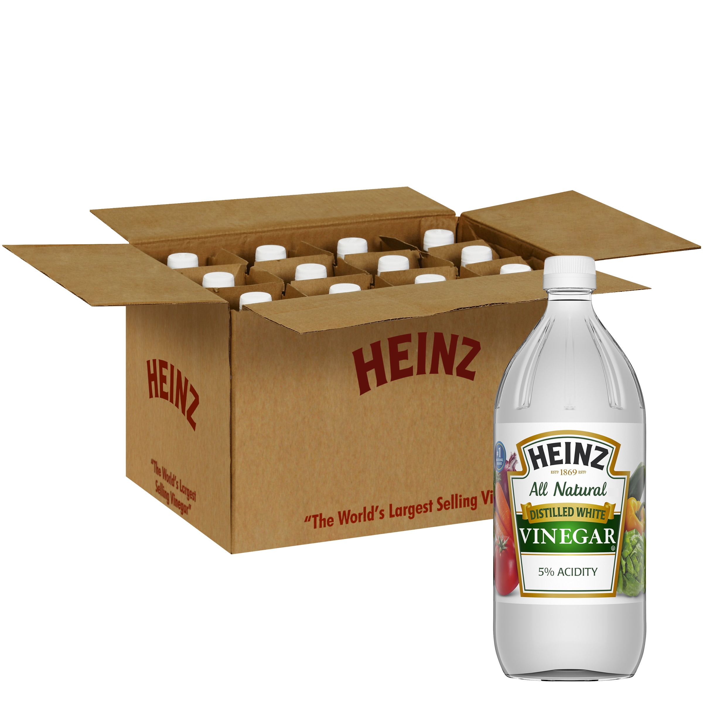 Heinz Distilled White Vinegar, 32 fl oz Bottles, Food Groceries, Pack ...