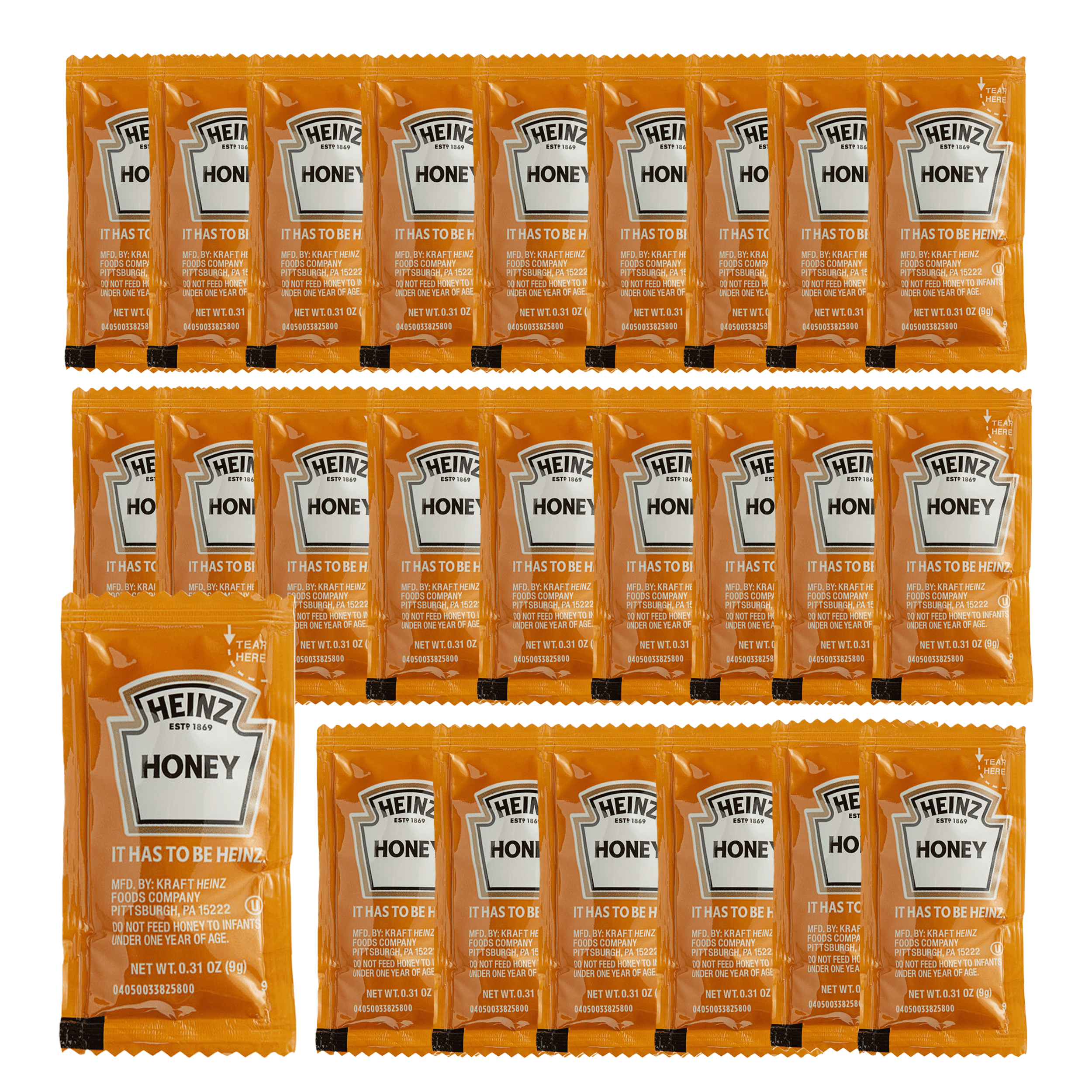 Heinz Honey Portion Packets 0.31oz (9g) Each, Pure Grade A Single Serve ...
