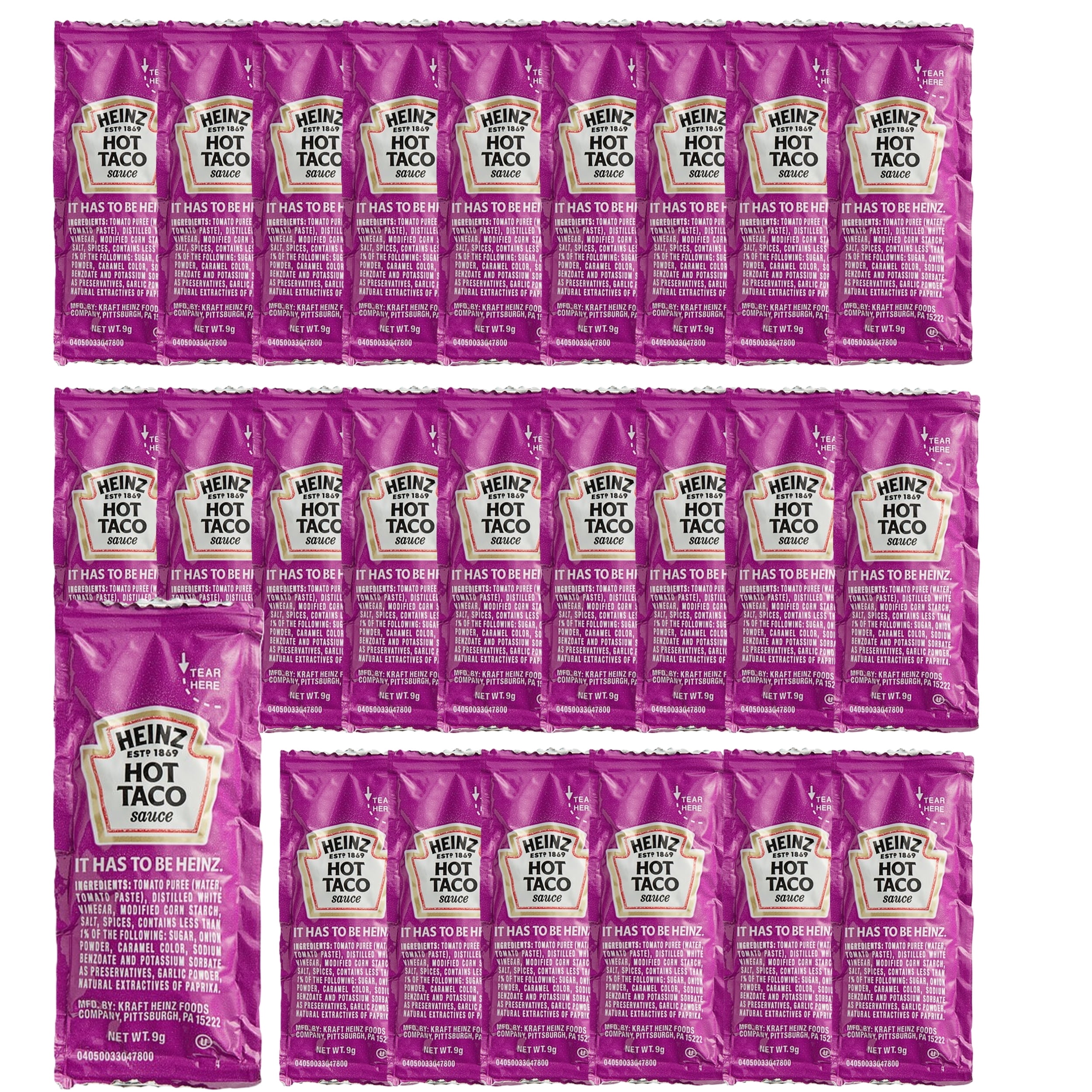 Heinz Hot Taco Sauce Portion Packets, 9g Each (25 Count) – Spicy Tomato ...