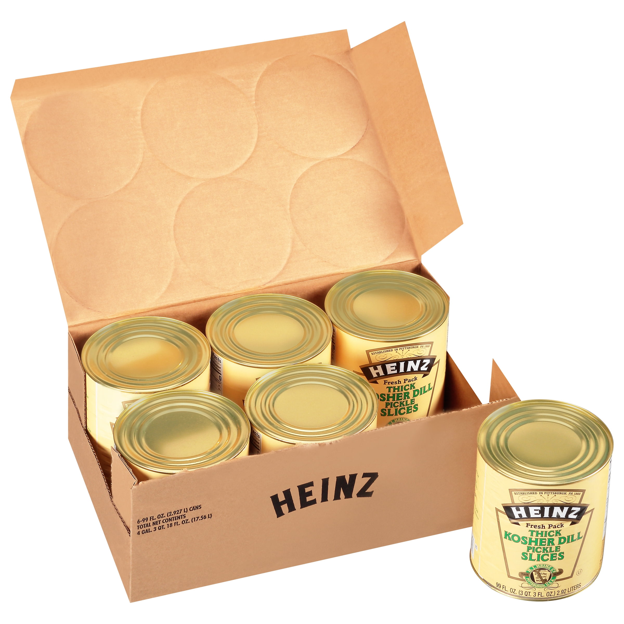 Heinz Kosher Dill Pickle Slices #10 Can, 6 ct Casepack, 6.2 lb Cans ...