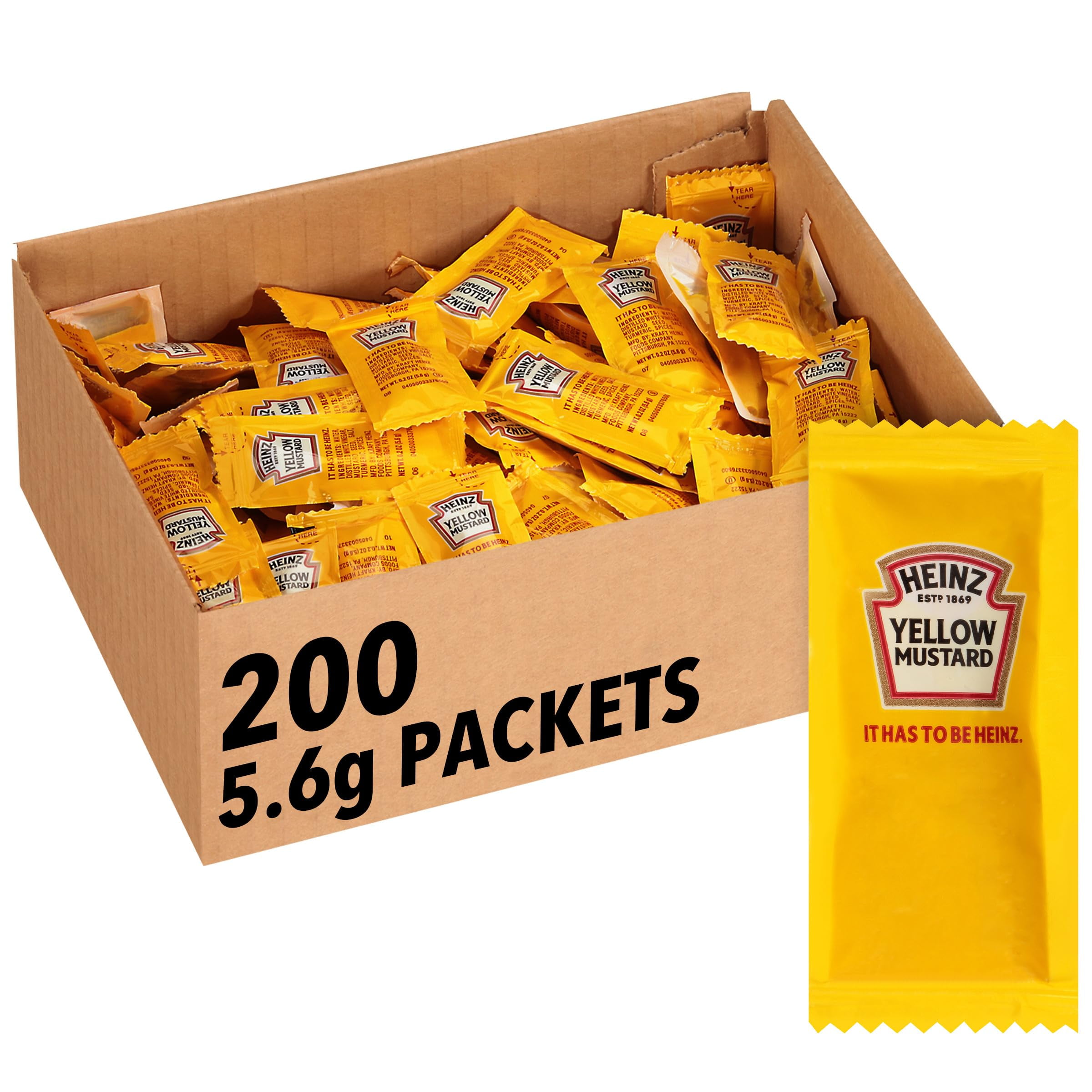 Heinz Mild Mustard Single Serve Packet AIS1 (0.2 oz Packets, Pack of ...