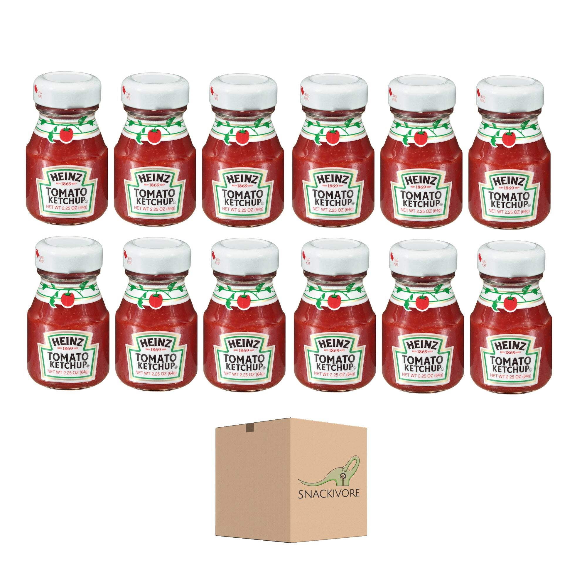 Heinz Mini Glass Ketchup Bottles, Pack of 12, 2.25oz Each, Single-Serve ...