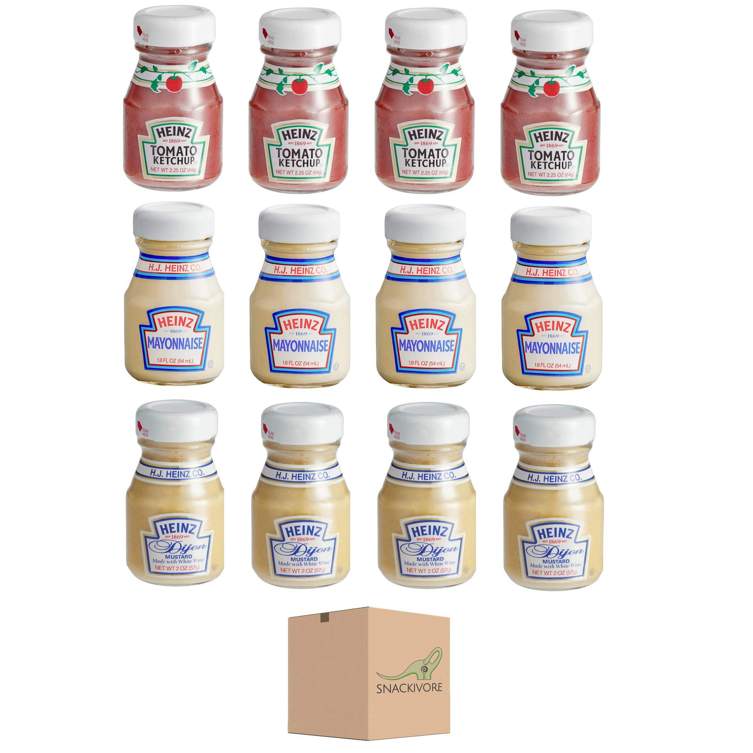 Heinz Small Picnic Variety Pack- 12 Mini Condiment Bottles (Ketchup ...