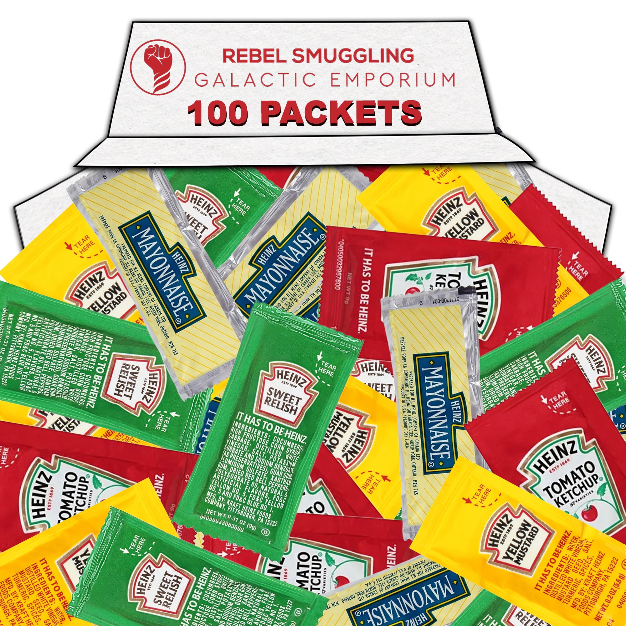 Heinz Condiment Packets for Breakroom Kitchen - 100 Total - Walmart ...