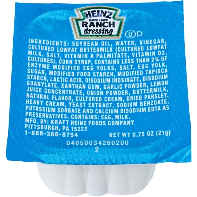 Heinz Ranch Dressing (0.75Oz Packets, Pack Of 100) - Walmart.com