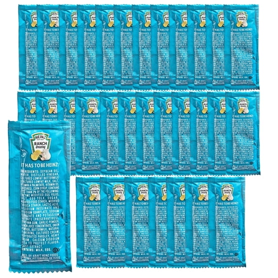 Heinz Ranch Dressing Portion Packets, 1.5 oz Each (30 Count) – Creamy ...
