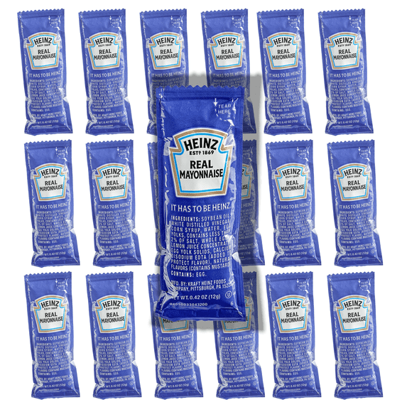 Heinz Real Mayonnaise Single Serve Packets, Classic Creamy Mayo Made ...