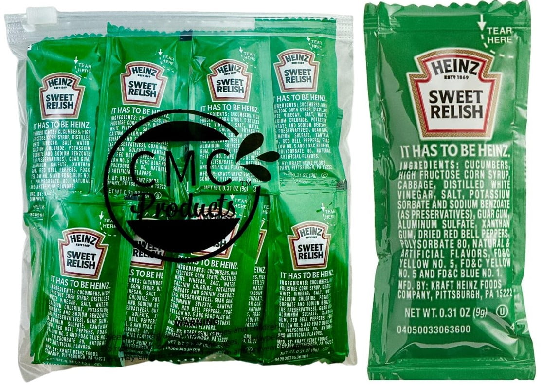 Heinz Relish Packets (9) - 25 Relish Condiment Packs in Custom CMC ...