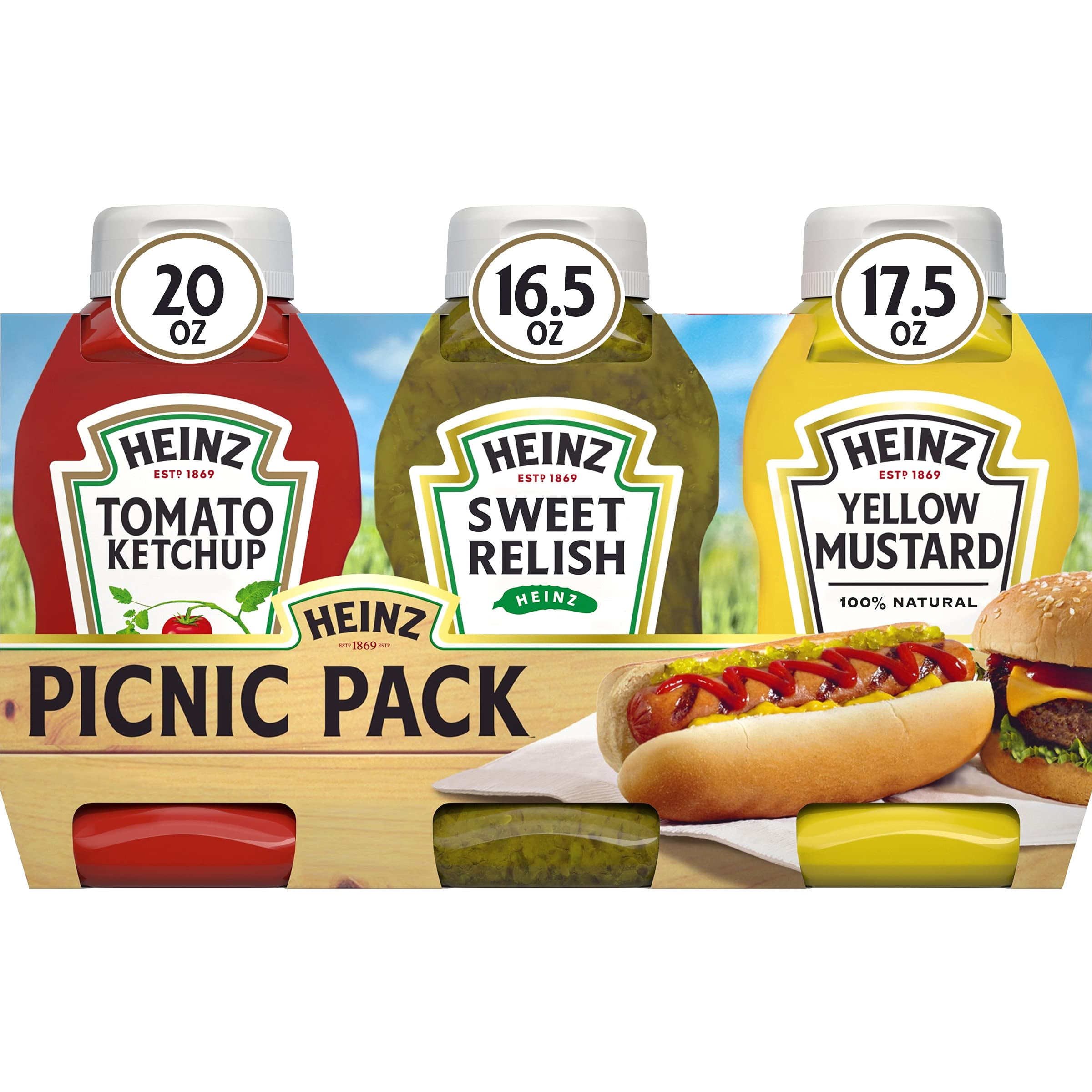 Heinz Tomato Ketchup, Sweet Relish & 100% Natural Yellow Mustard Picnic ...