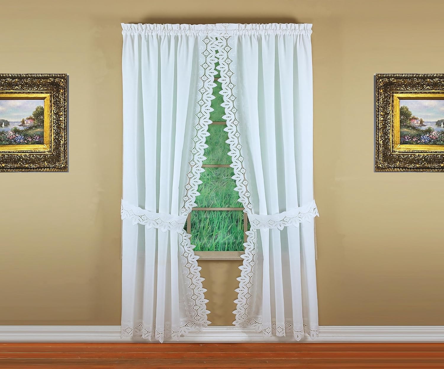 Heirloom Battenberg Eyelet Panel Pair 84", White, 4-Piece Set, 80" W X ...