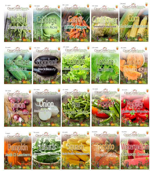 Heirloom Garden Seed Vegetable Bundle, 20 FULL Packages, Non-GMO, from ...