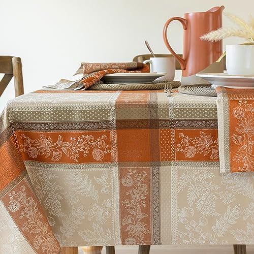 Heirloom Harvest Yarn Dyed Jacquard Fabric Table Cloth, Fall, Harvest ...