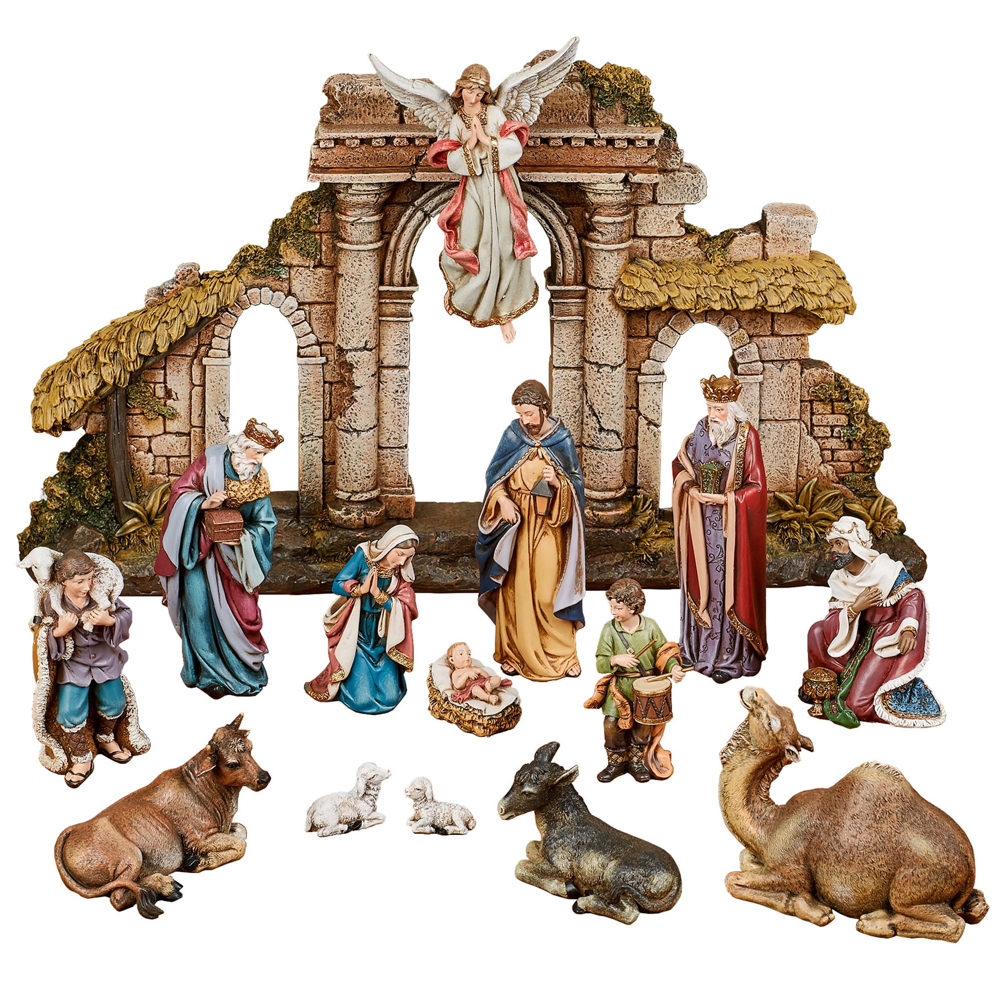 Heirloom Nativity Figures Multi Warm Fifteen Piece Set 15 pc st ...