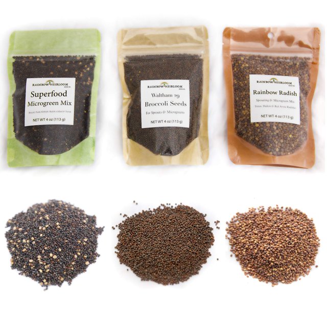 Heirloom Sprouting & Microgreen Seed Variety Pack | Contains Waltham ...