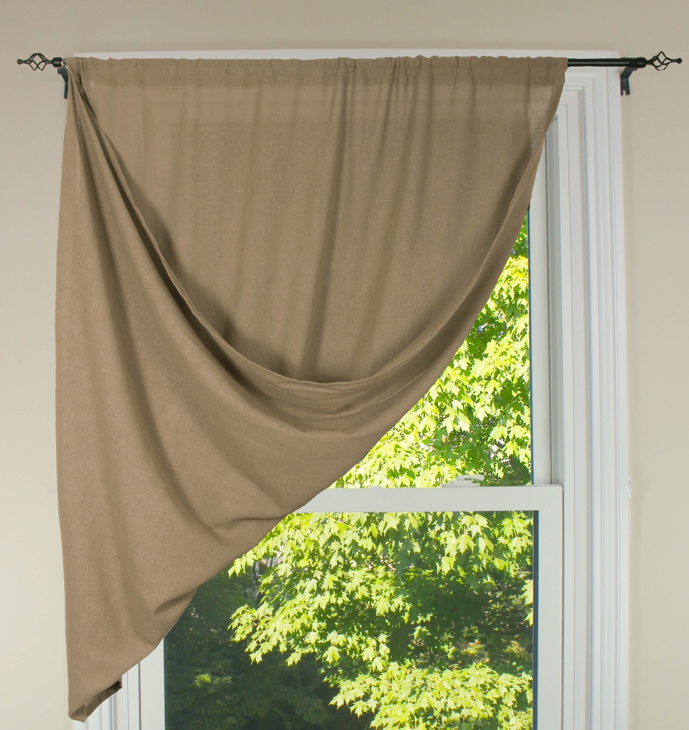 Heirloom Tobacco Cloth Oat 63" Unlined Cotton Single Curtain Panel by ...