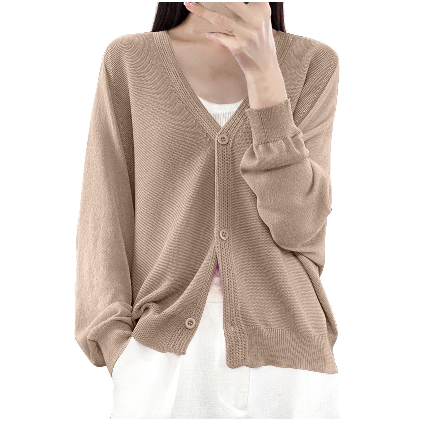 Heisall Long Sleeve Lightweight Cardigan for Women, Button Down Open ...