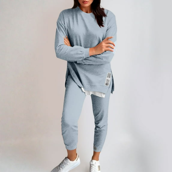 Heisall Two Piece Sets for Women V Neck Long Sleeve Lounge Sets with ...