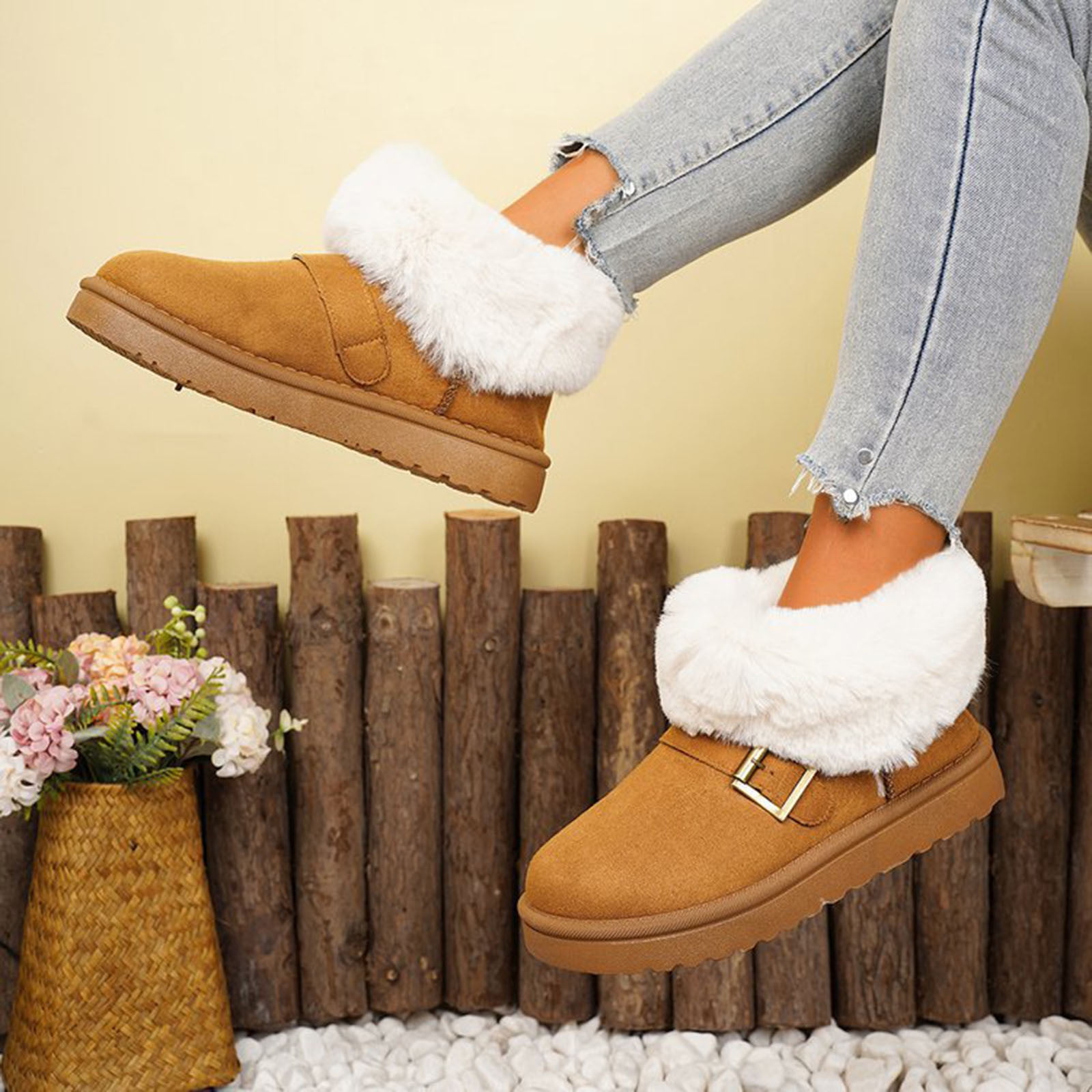 Heisall Women's Casual Fashion Slip-On Cotton Flats Round Toe Flat Sole ...