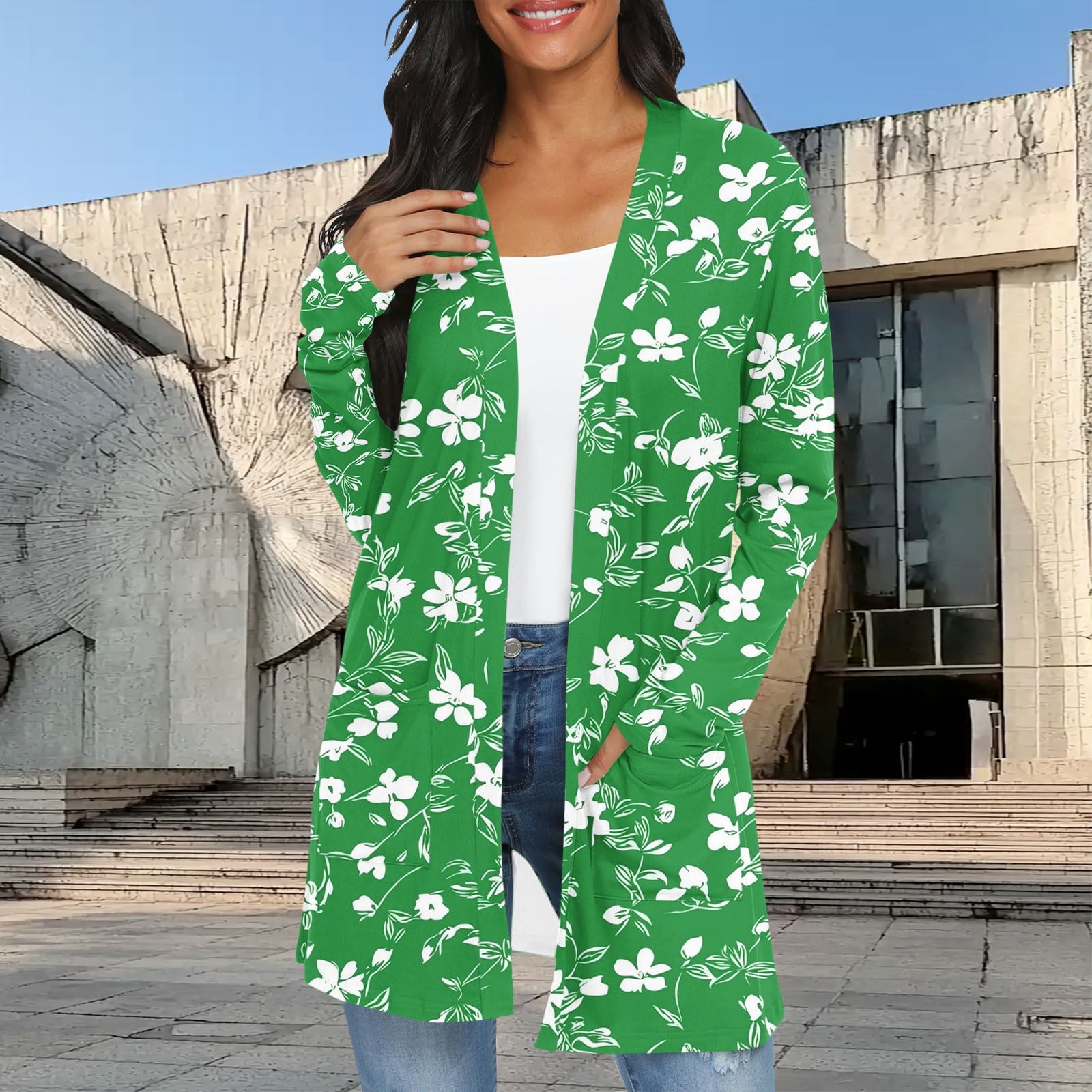 Heisall Womens Cardigan Long Sleeve Loose Casual Open Front Pocket ...