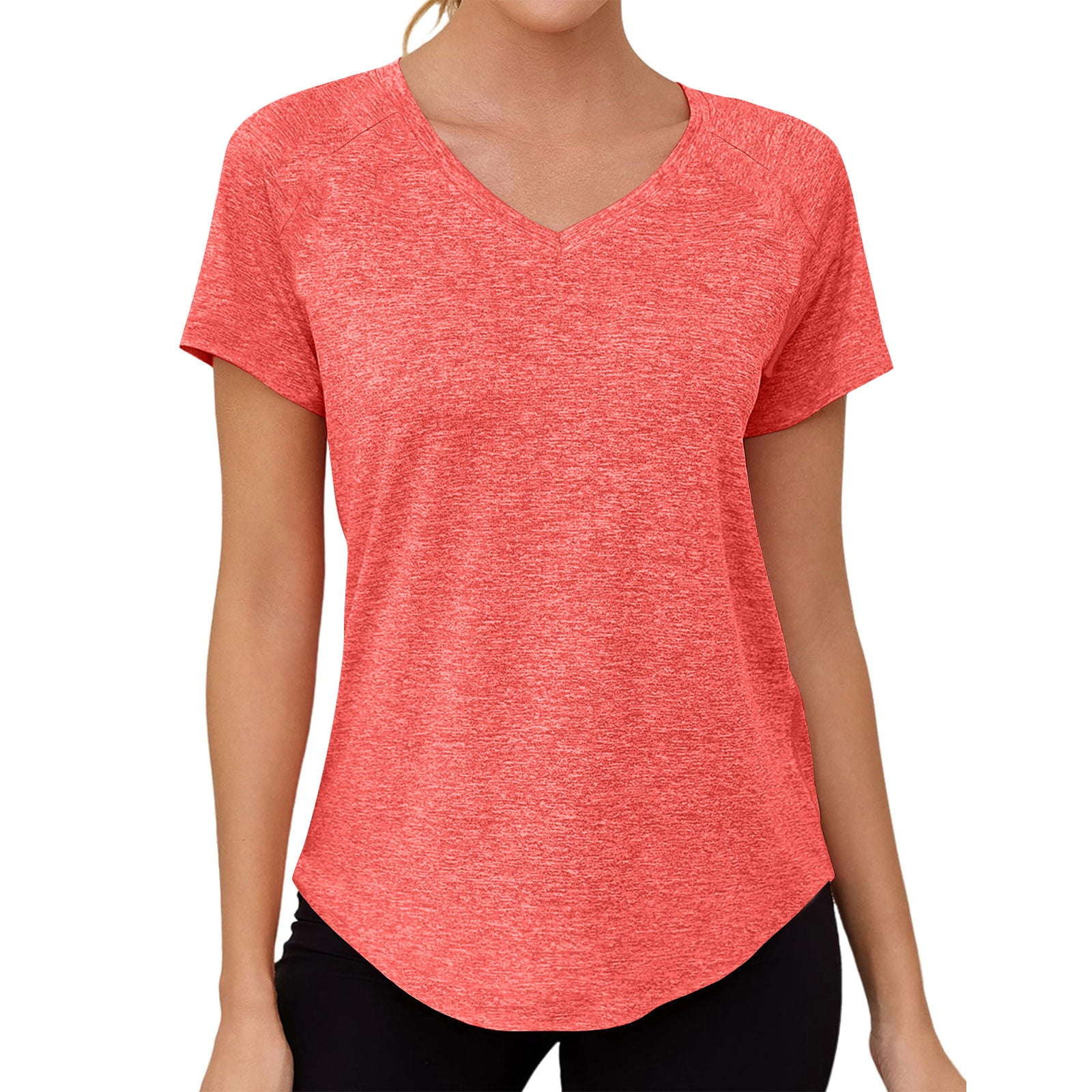 Heisall Womens Sports Tops V-Neck Raglan Short Sleeve Loose Fit ...