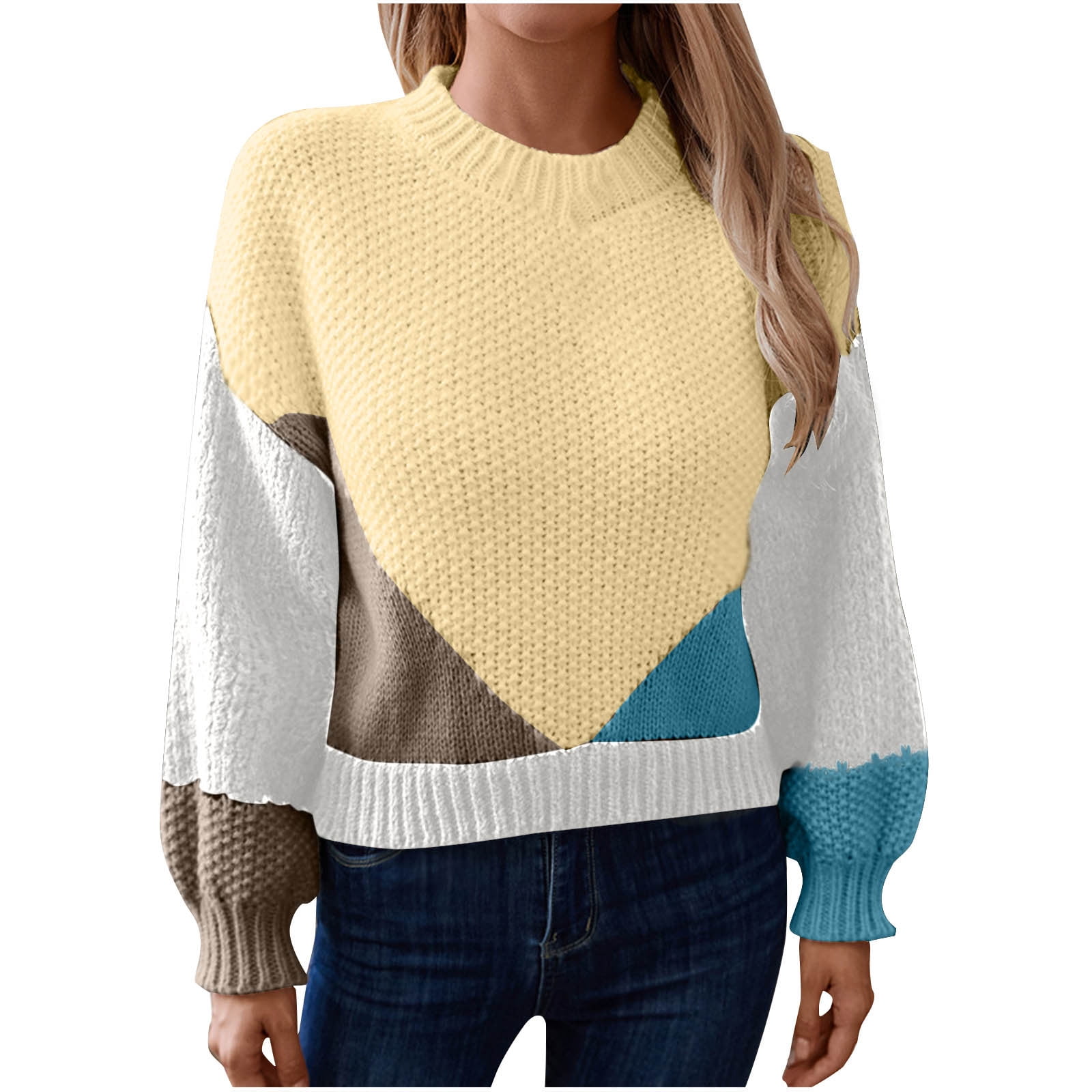 Heisall Womens Sweaters Autumn Winter Long Sleeve Round Neck Pullover ...