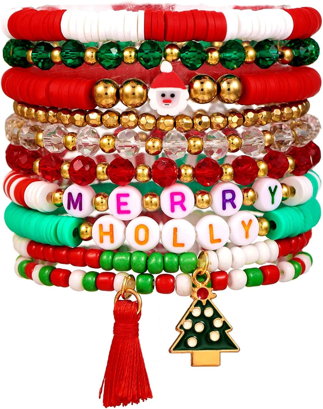 Heishi Surfer Clay Bead Bracelets Set For Women - Preppy Smile Evil Eye ...