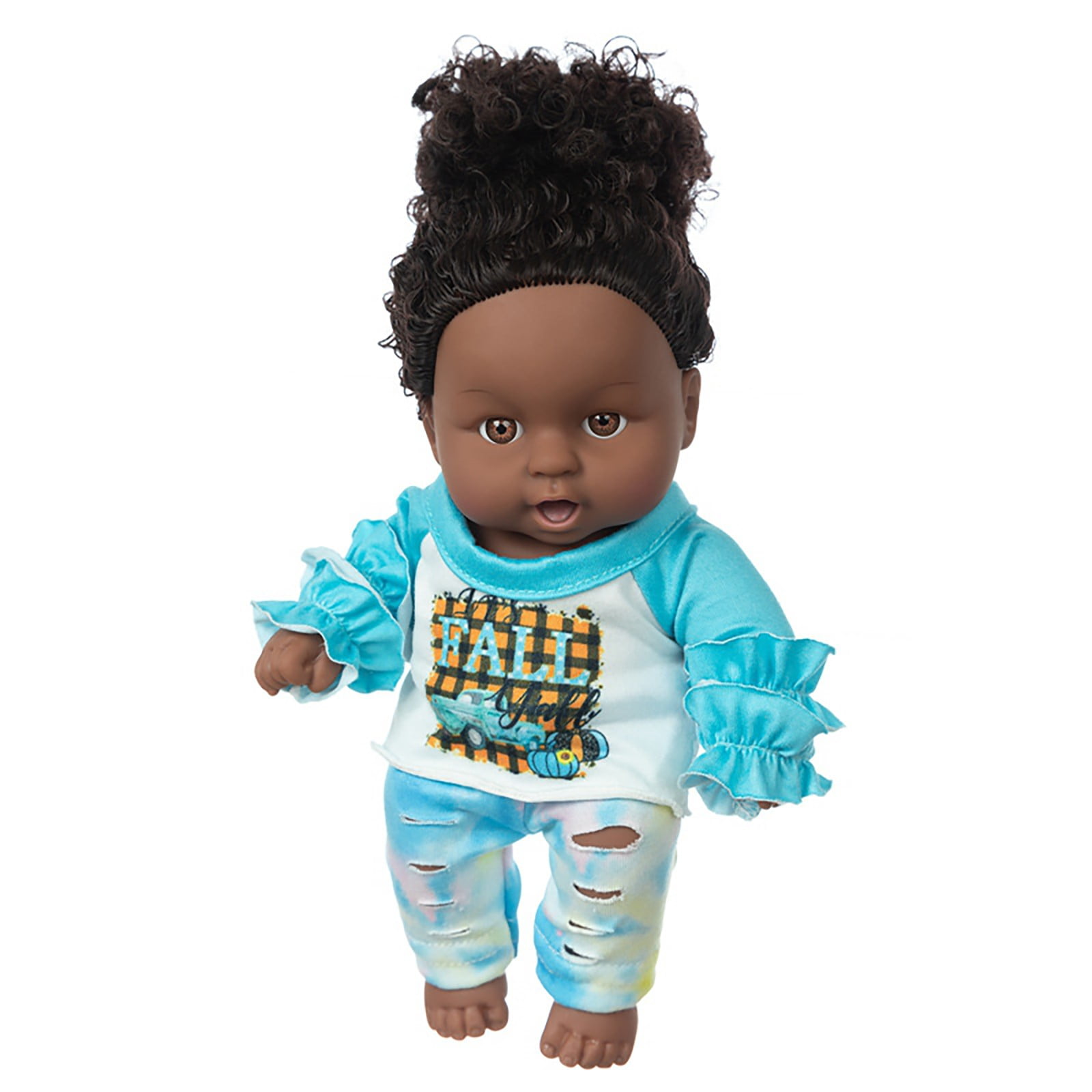 Heiwa Doll Black African Black Baby Cute Curly Black 8 Inch Vinyl Baby Toy Black African Black ...