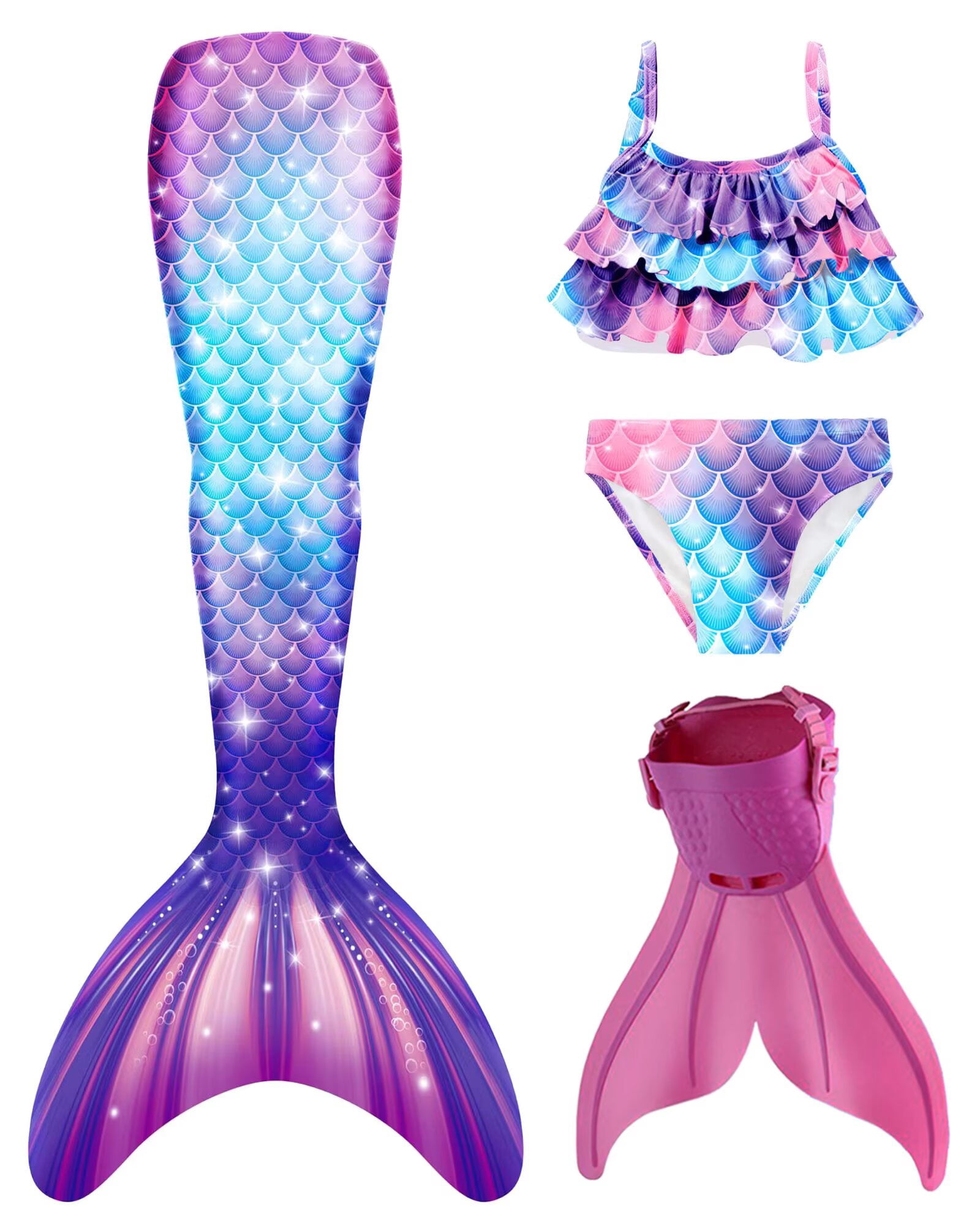 Hejin Mermaid Tails for Swimming with Monofin Girls Mermaid Tail ...