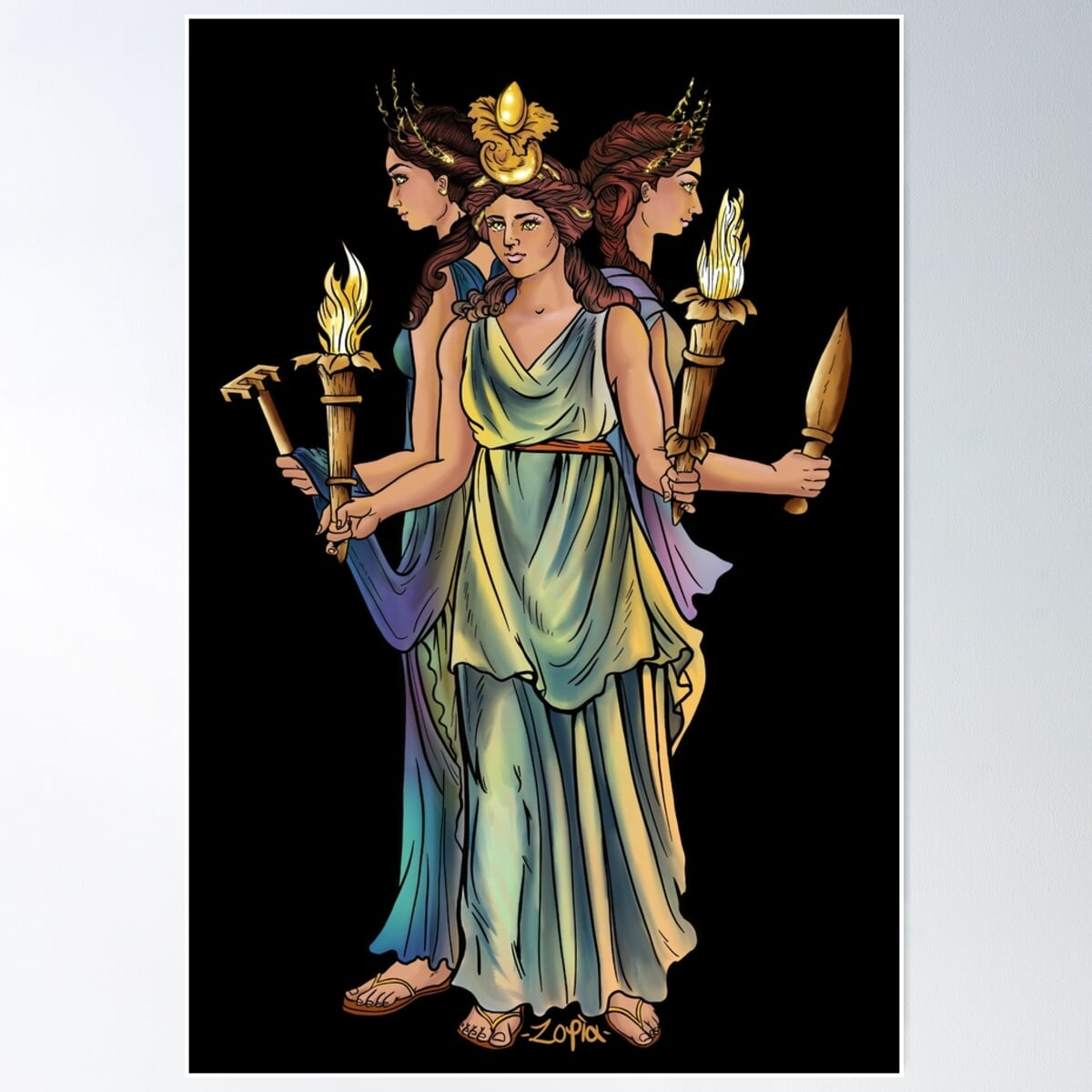 Hekate, Goddess Of Witchcraft Poster Wall Art, Modern Wall Decor For ...