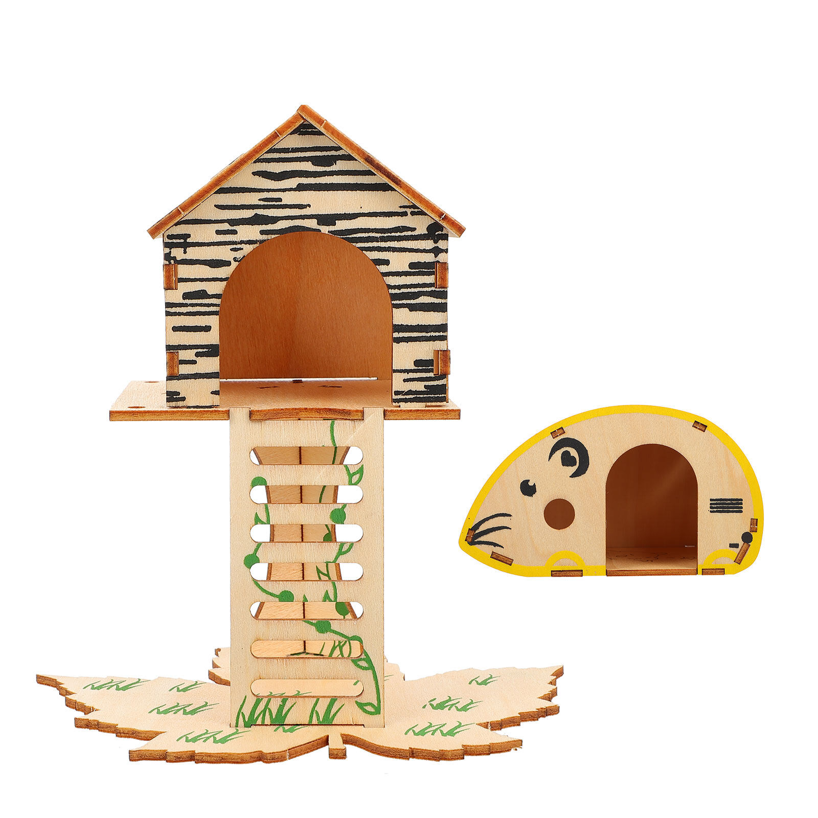 Hekezhi 2 Wooden Hamster Cages with Platform & Ladders for Small Pets ...