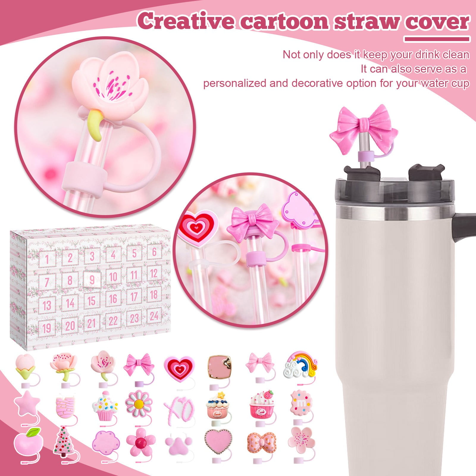 Hekwup Advent Calendar 2024-24 Days Of 10mm Straw Toppers For 30Oz ...