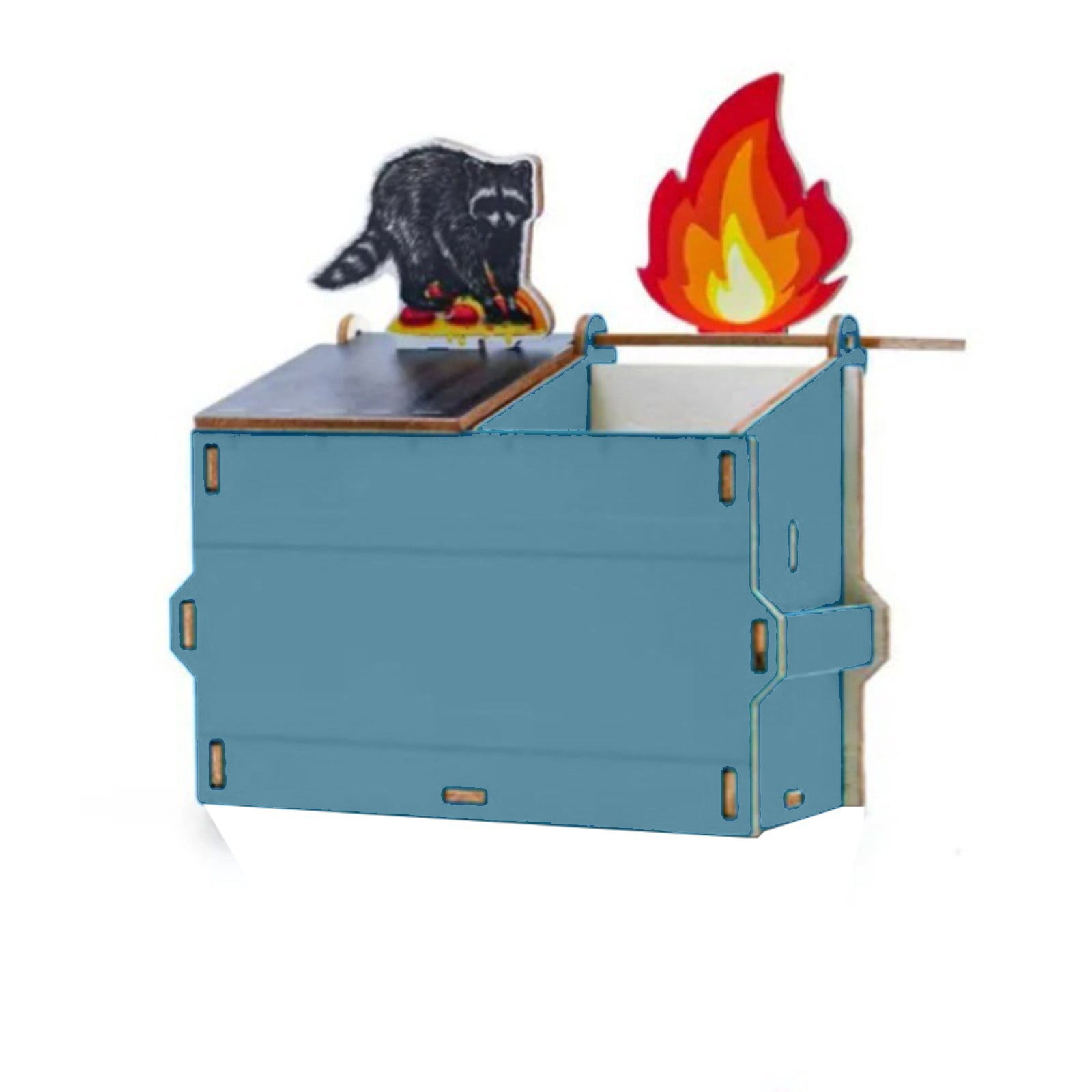 Hekwup Dumpster Fire Pencil Holder , Funny Raccoon Desk Dumpster Fire ...