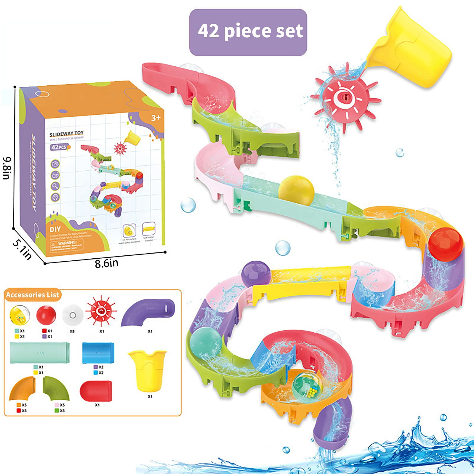 HelaiWanju Bath Toys - 28,32,42PCS Kids Bath Toys Balls Track Game ...