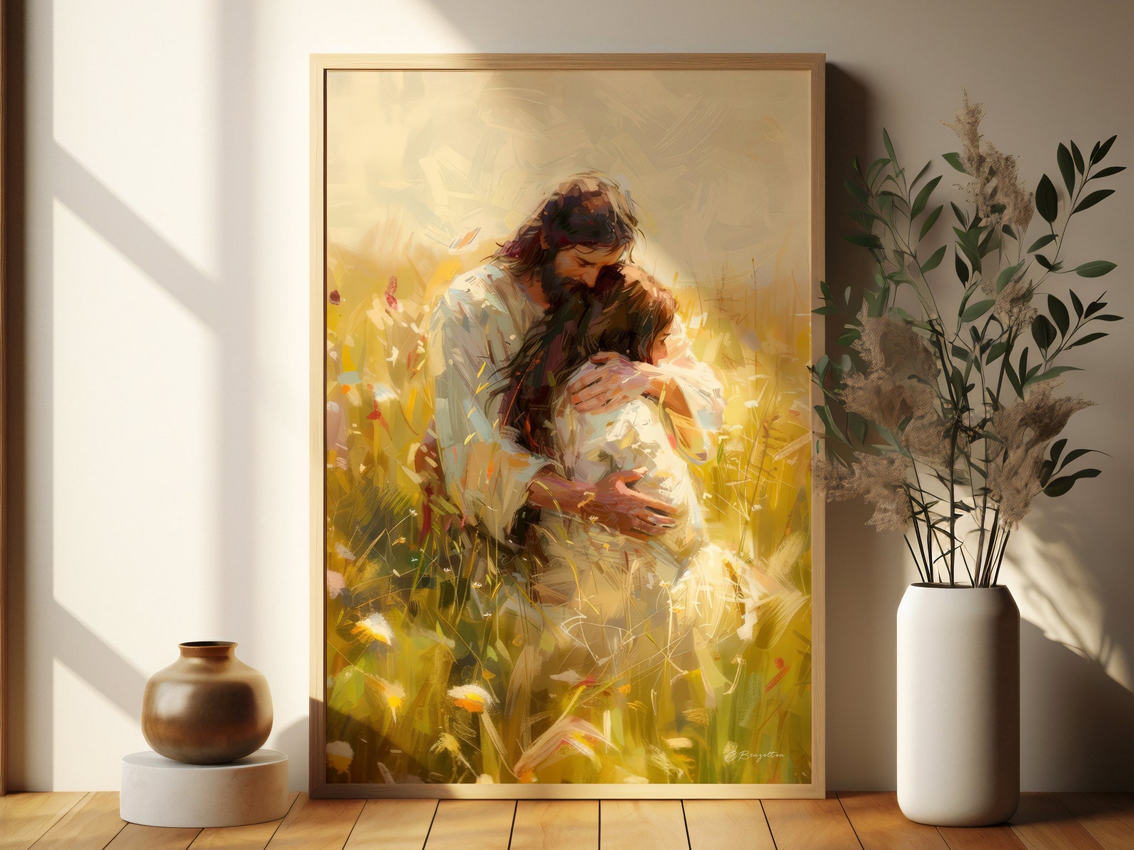 Held By My Savior Poster, Jesus Hugging Girl, Christian Art, Bible ...