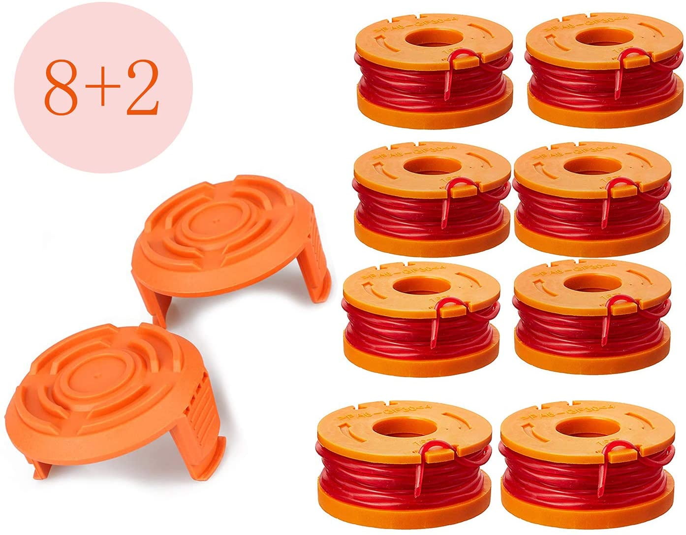 Worx Trimmer Spool Line and Edger Cap, 0.065 inch Refills for Electric ...