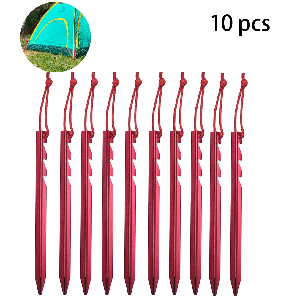 Heldig 10 Pack Lightweight Heavy Duty Aluminum Tent Stakes PegsB ...