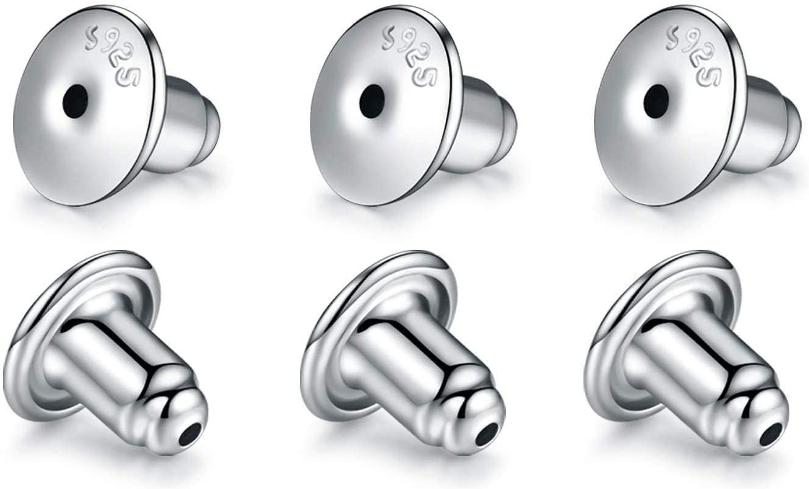 Heldig 3 Pair Plated White Gold Earring Backs,925 Sterling Silver ...