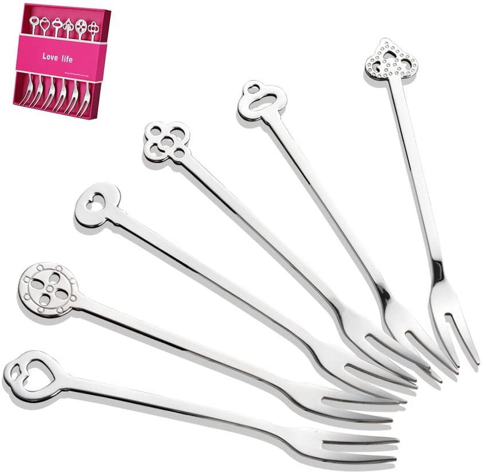 Heldig 6 Pack 4.84 Inch Stainless Steel Fruit Forks Small Size Pickle ...