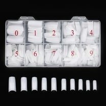 600Pcs White French Short False Nail Art Tips Set, 12 Sizes Half Cover ...
