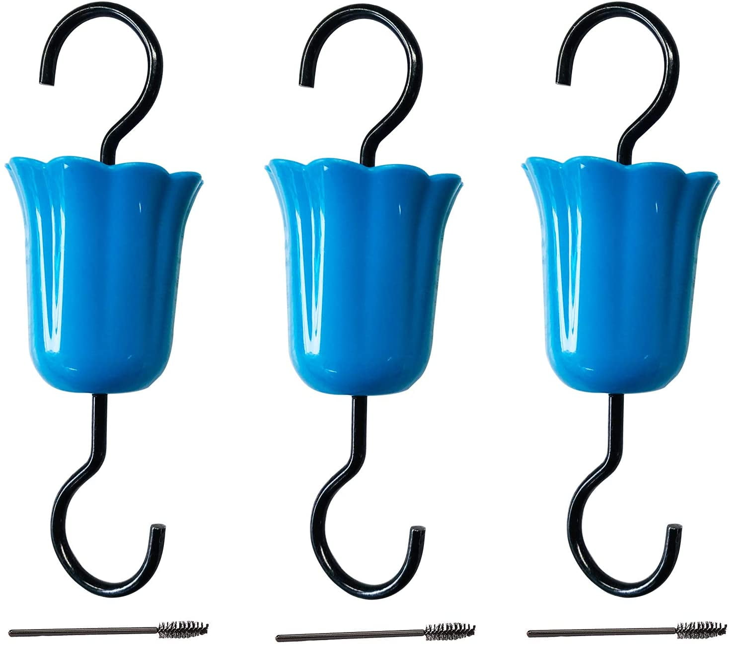 Heldig Flower Ant Moat Hummingbird Feeder with 3 Brushes, Blue (3 Pack ...
