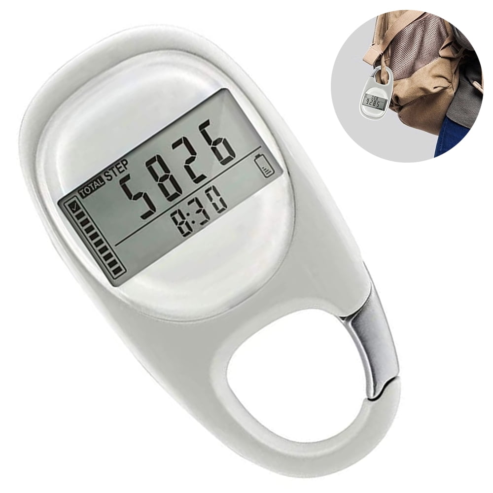 Heldig LCD Display 3D Tri-axis Sensor White Pedometer Clips - Walmart ...